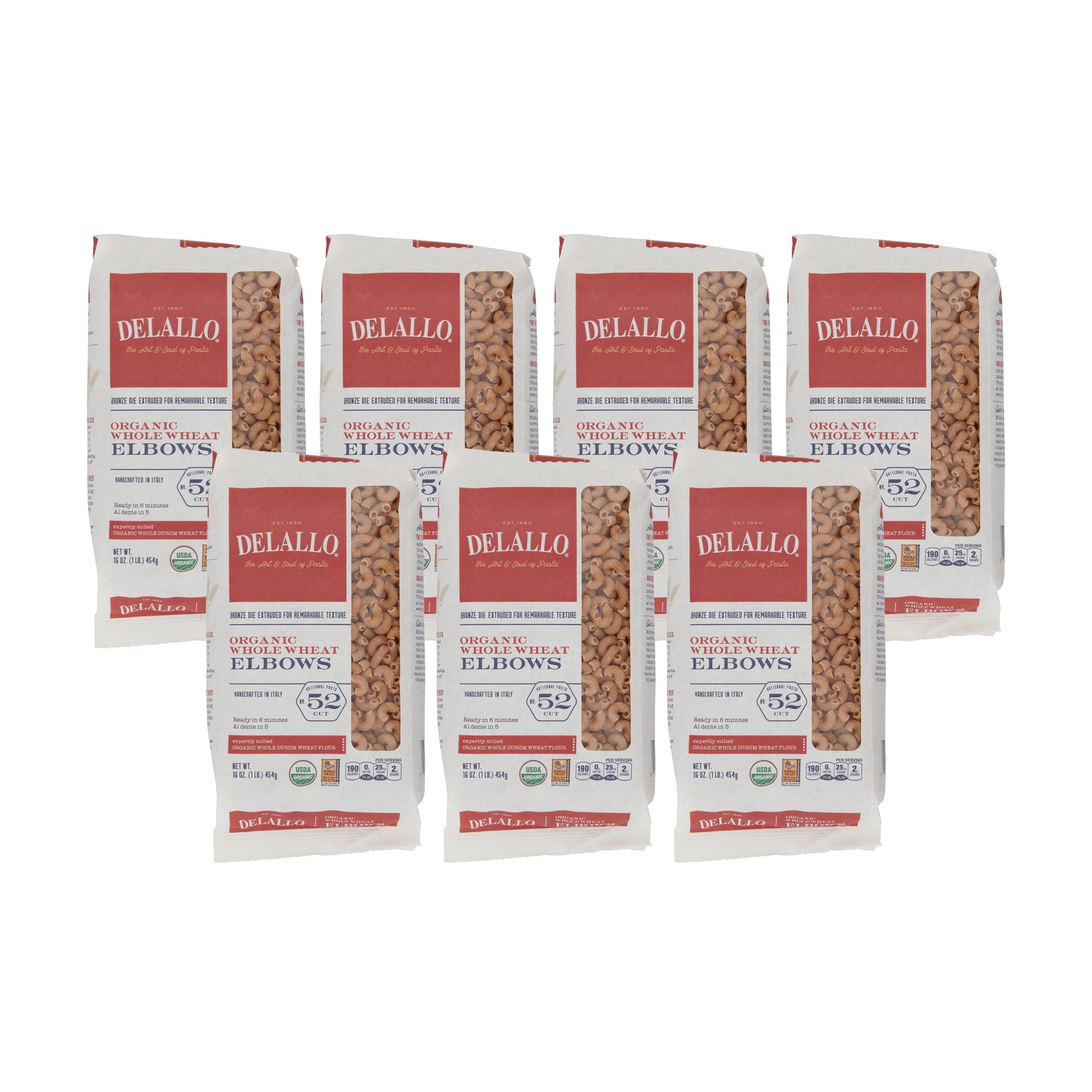 DeLallo Whole Wheat Elbow Macaroni Pasta, Made in Italy, Organic, 1 lb ...