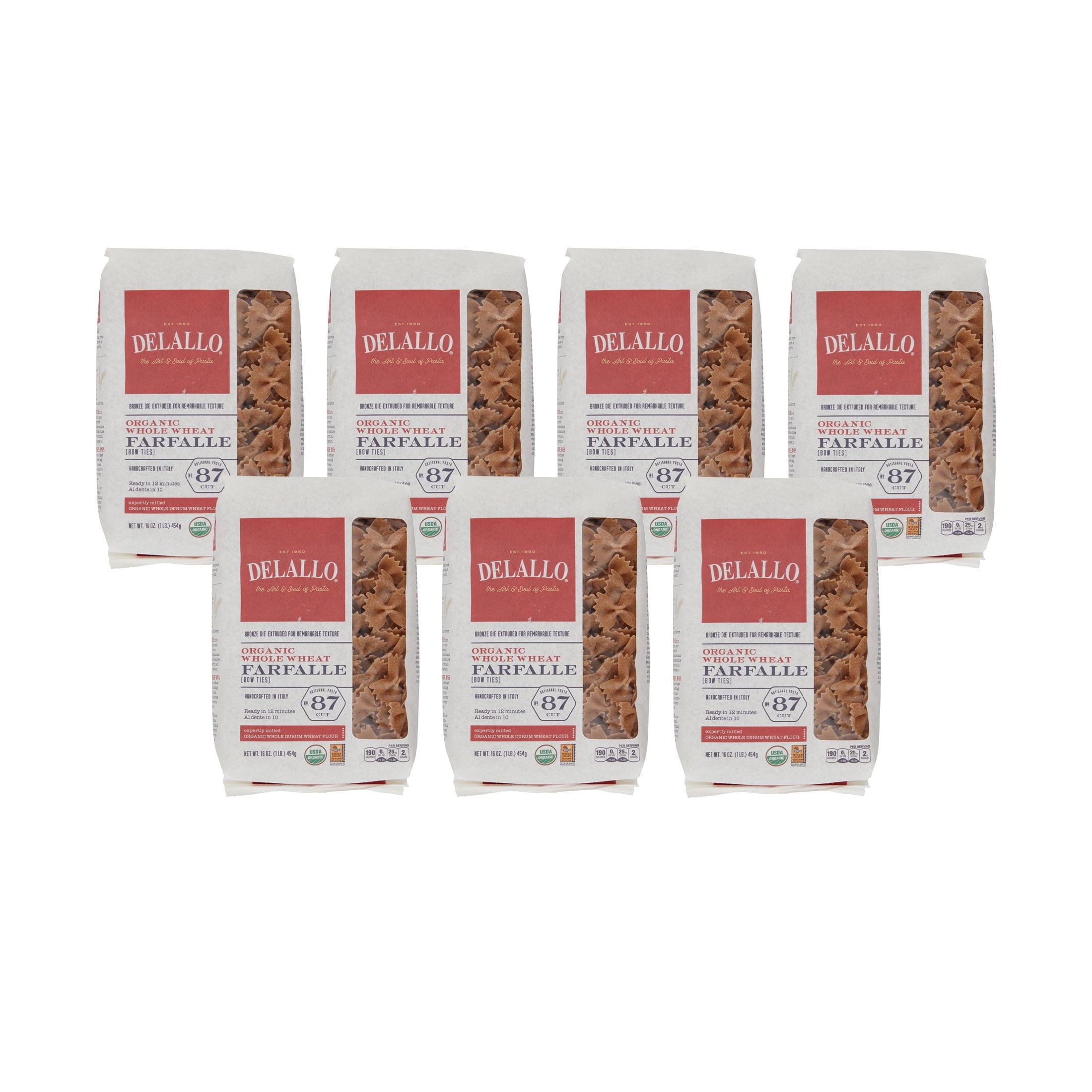 DeLallo, 100% Organic, Whole Wheat Farfalle Pasta Bowties, Made in ...