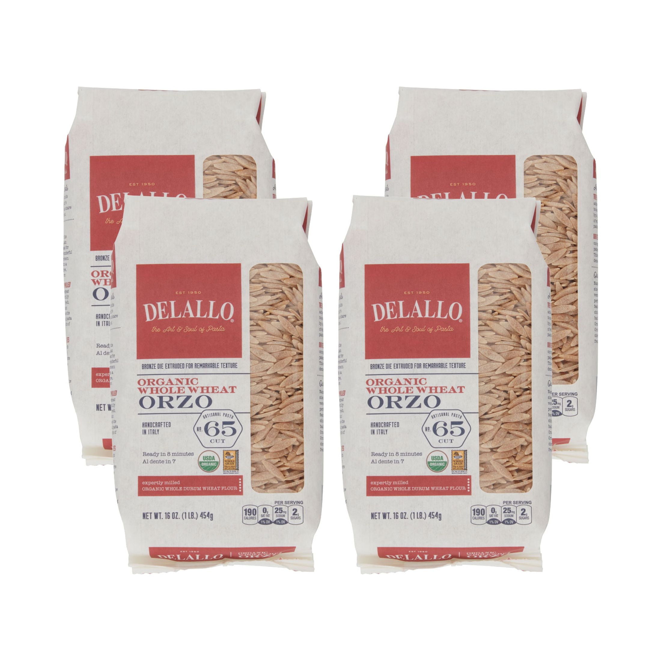 DeLallo, 100% Organic, Whole Wheat Orzo, Made with Whole Grain Wheat ...