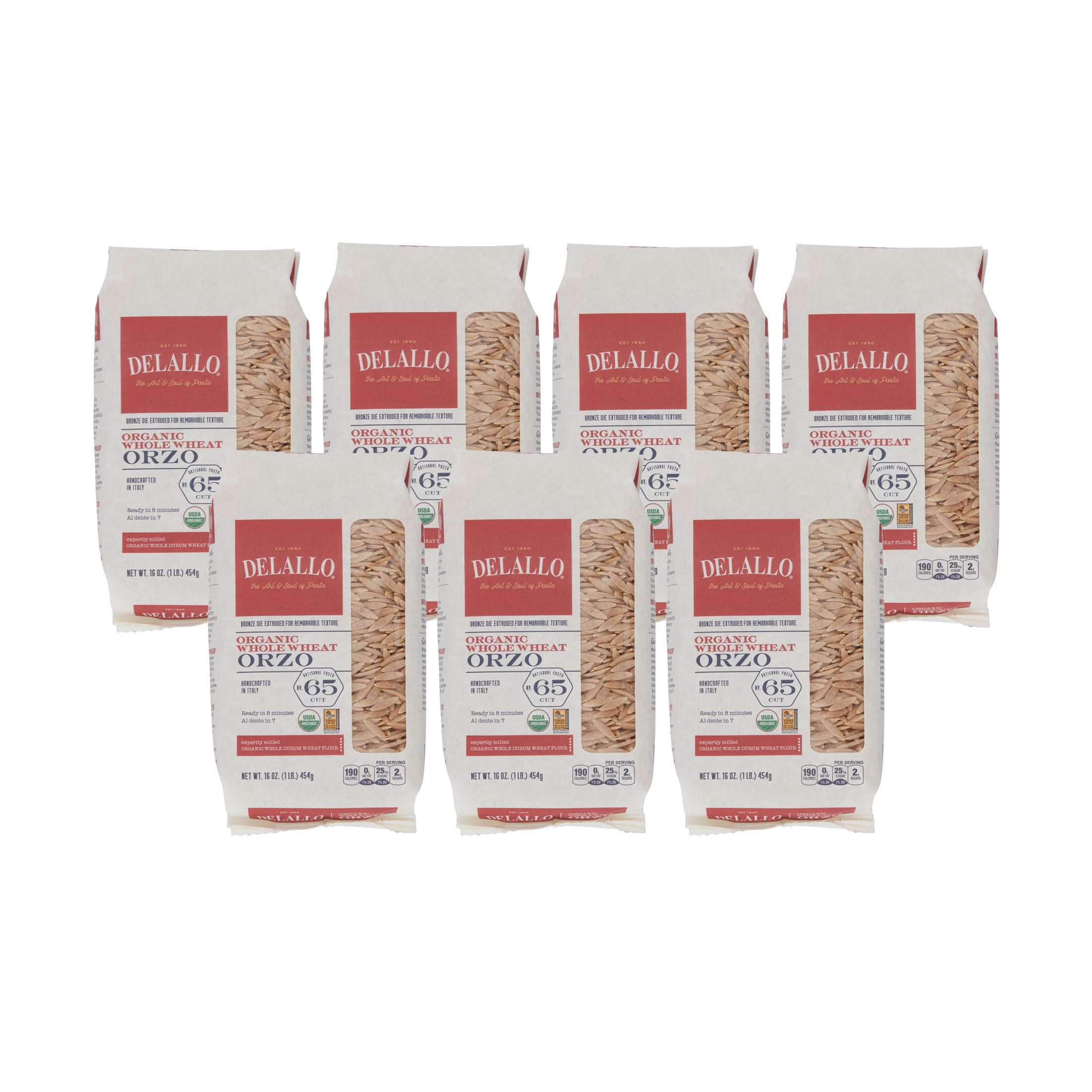 DeLallo, Organic Whole Wheat Pasta Orzo, Made in Italy, Shelf Stable, 1 ...