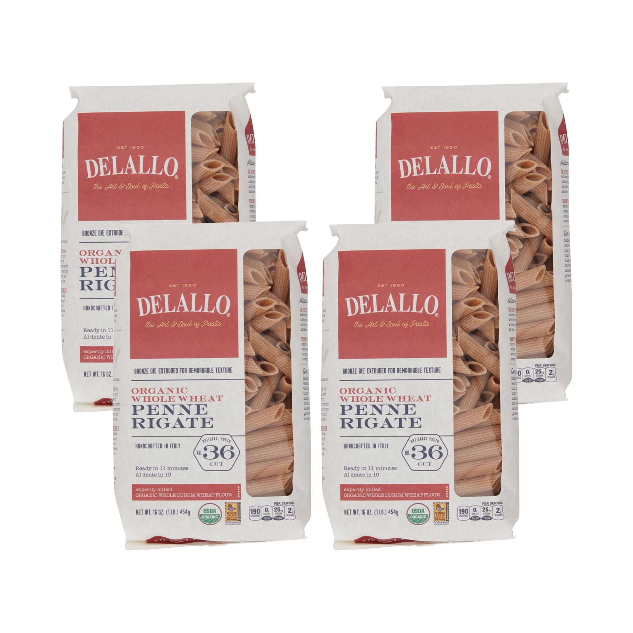 DeLallo Whole Wheat Penne Pasta, Made in Italy, Organic, Kosher, 1 lb ...