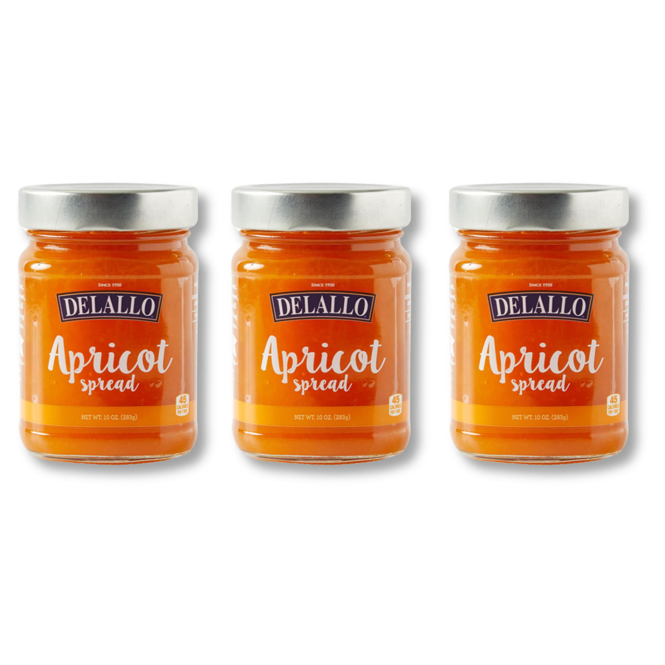 DeLallo Apricot Jam Spread, Non-GMO, Vegan, 10 oz Jar, (3 Pack ...