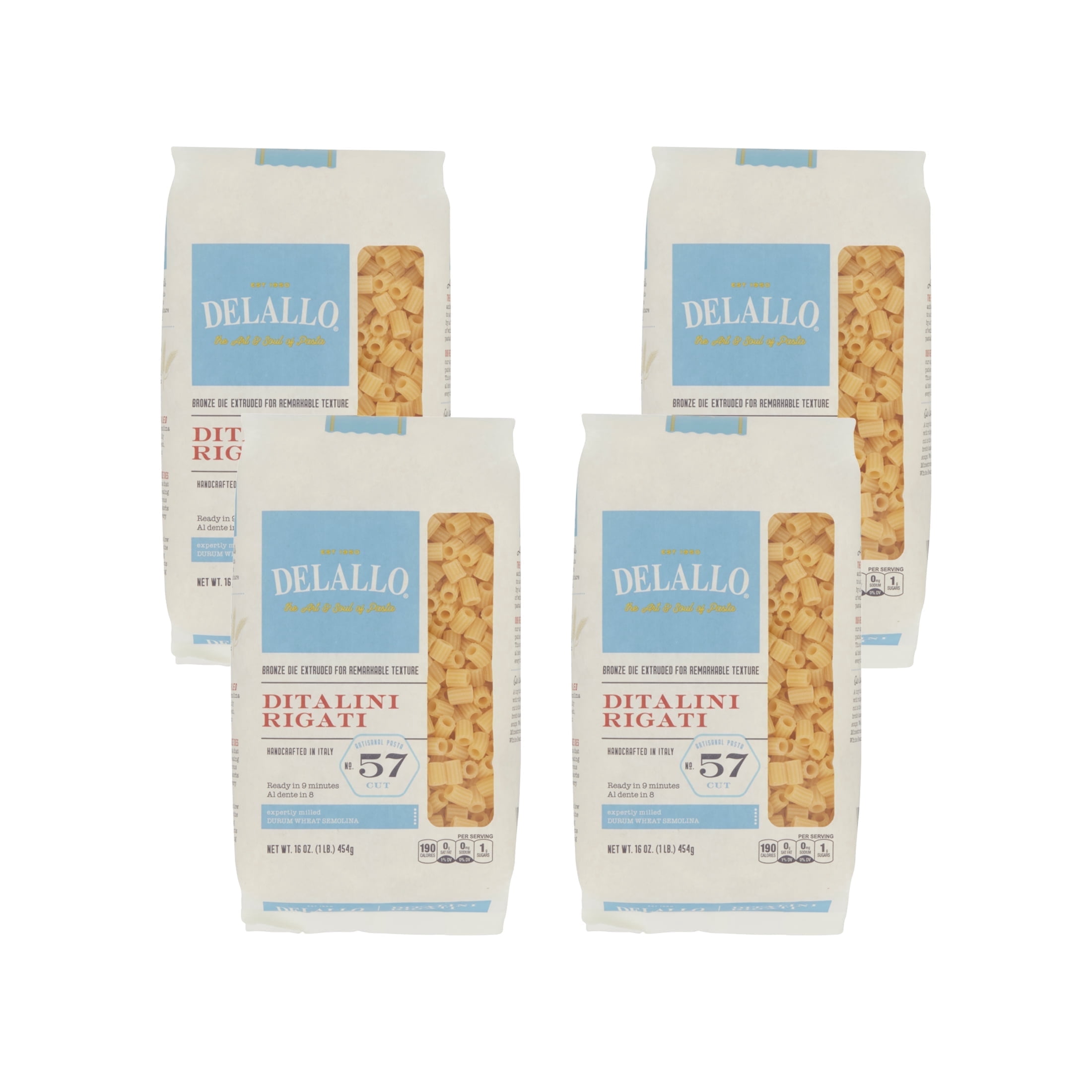 DeLallo Ditalini Pasta, Made in Italy, Non-GMO, Kosher, 1 lb Bag, (4 ...