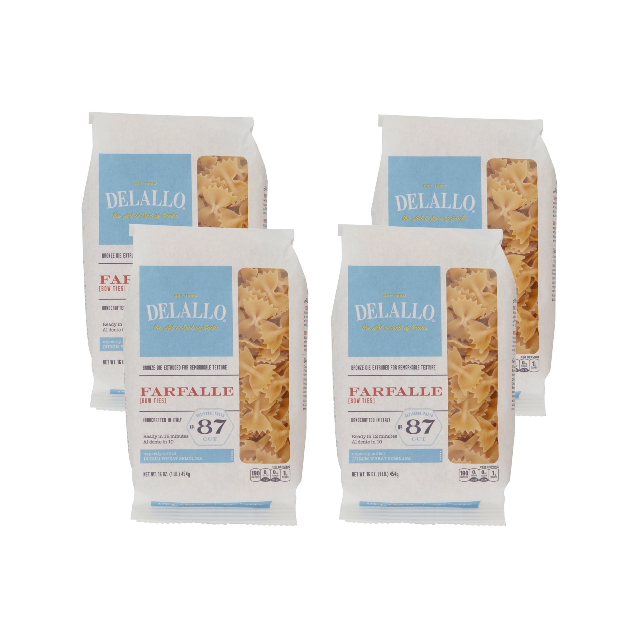 DeLallo Farfalle Pasta, Bow-Tie Shape, Made in Italy, Non-GMO, 1 lb Bag ...