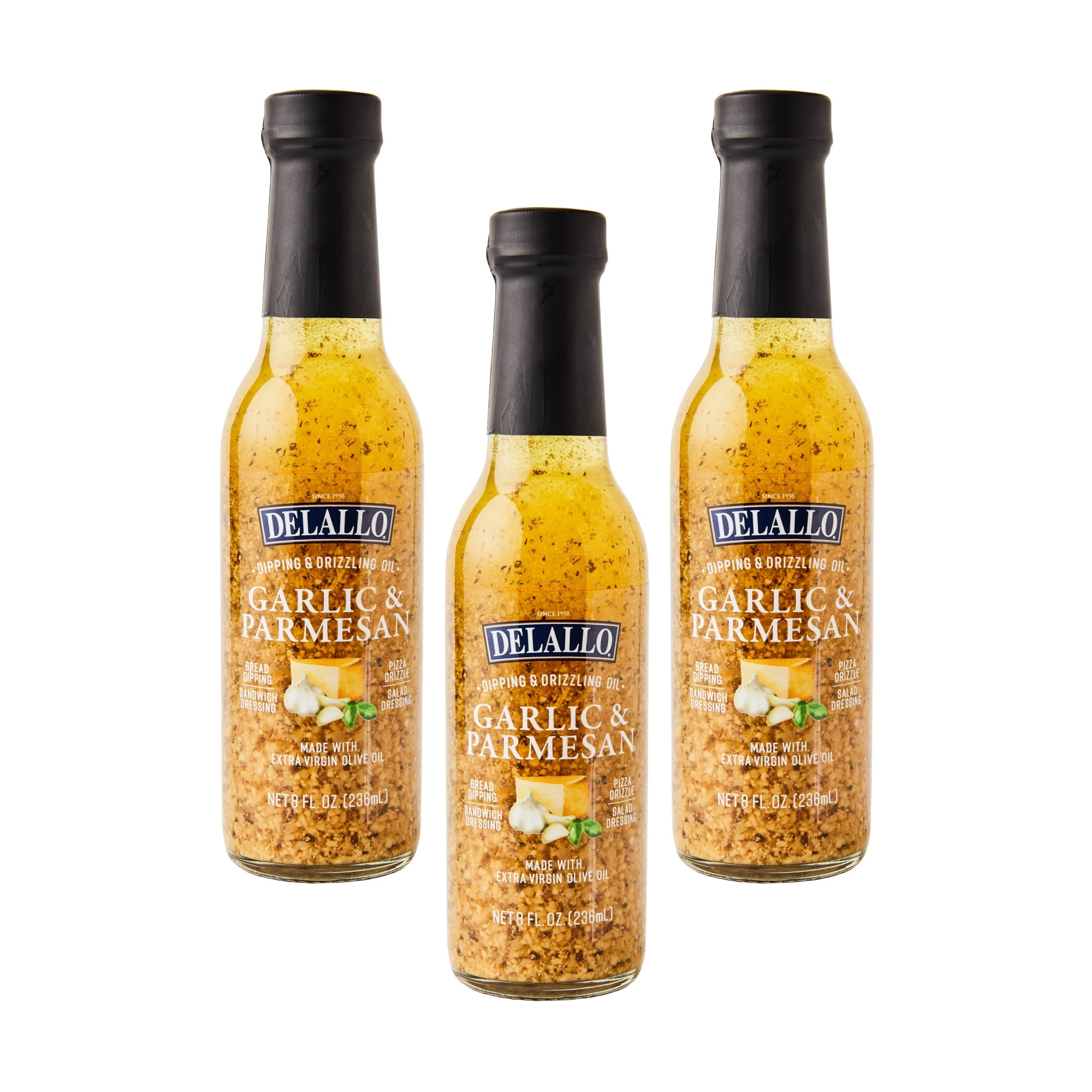 DeLallo Garlic Parmesan Dipping Oil, Non-GMO, 8 oz. Bottle, (3 Pack ...