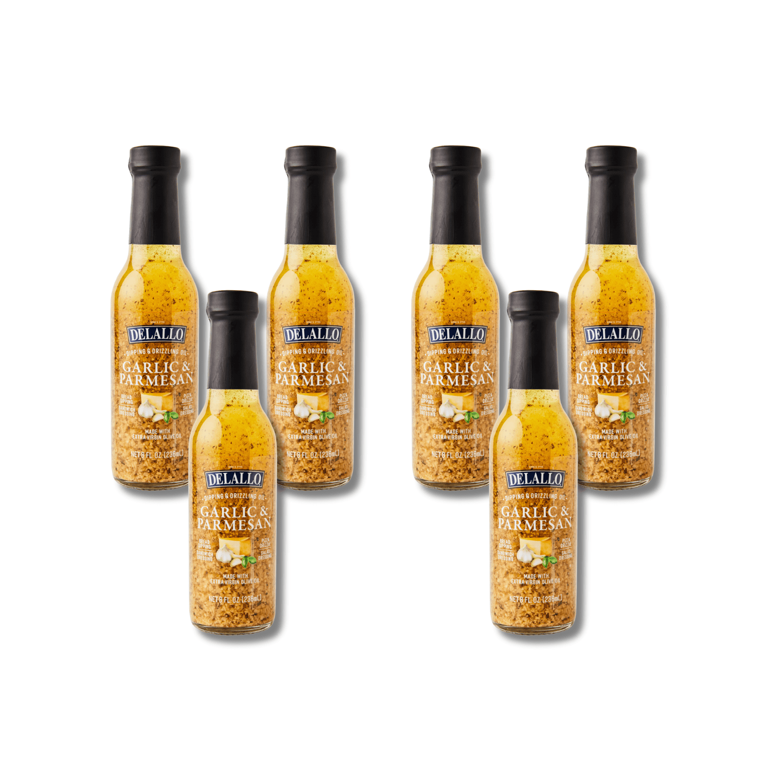 DeLallo Garlic Parmesan Dipping Oil, Non-GMO, 8 oz. Bottle (6-Pack ...