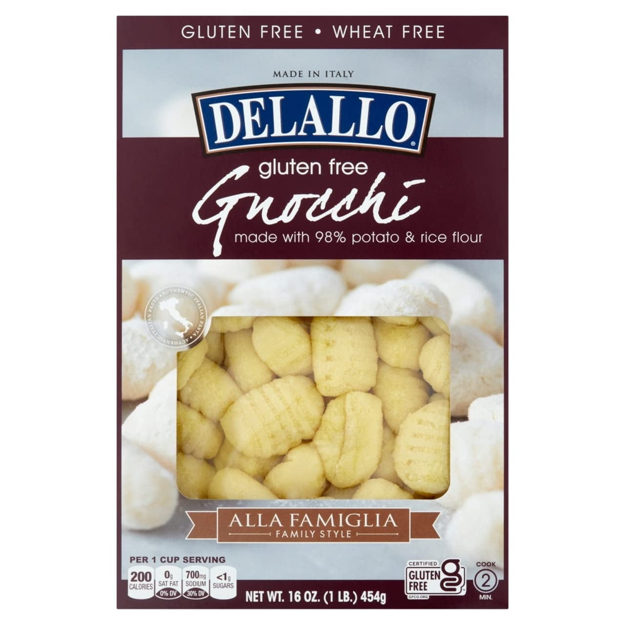 DeLallo Gluten-Free Potato & Rice Gnocchi, 16oz Box, 6-Pack - Walmart.com