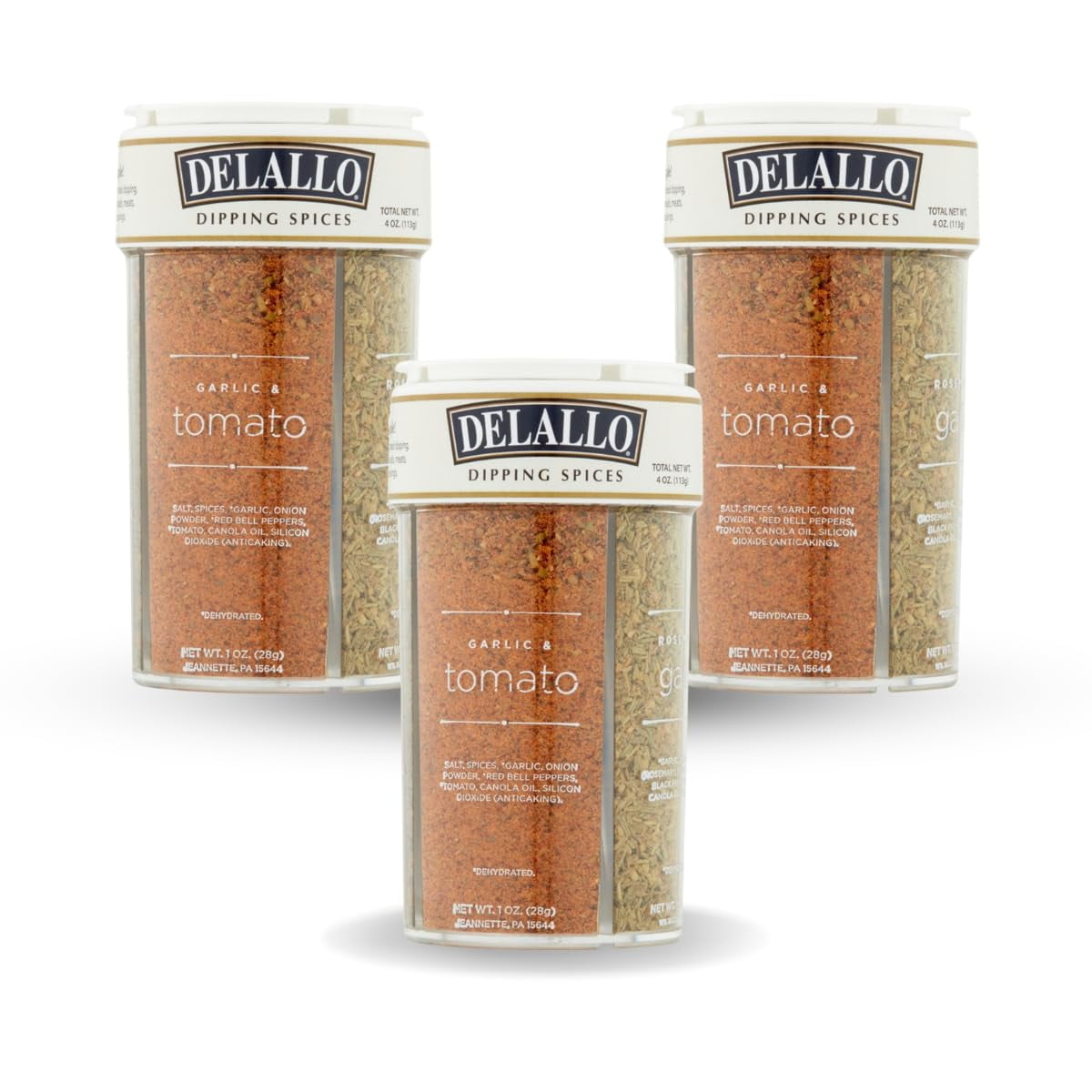 DeLallo Italian Seasoning Shaker, AKF18 4 oz Container, (3 Pack), with Garlic, Pepper & Tomato ...