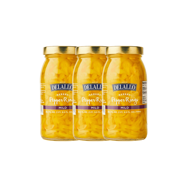 DeLallo Mild Banana Pepper Rings, Non-GMO, Gluten Free, 25.5 oz Jar, (3 ...