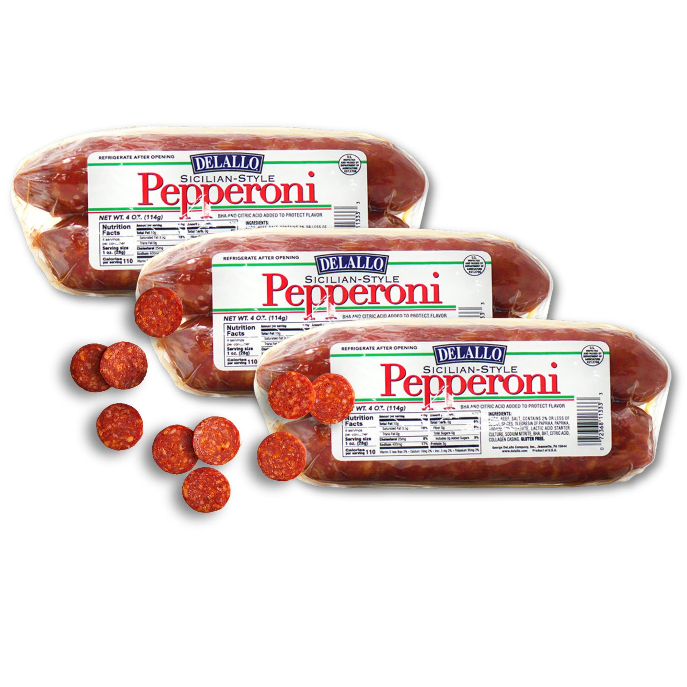 DeLallo Mini Pepperoni, All Natural, Air-Cured, 4 oz Sticks, ( 3 Pack ...