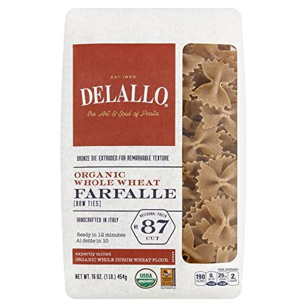 DeLallo Organic Whole Wheat Farfalle, Bow Ties Pasta, 1lb Bag - Walmart.com