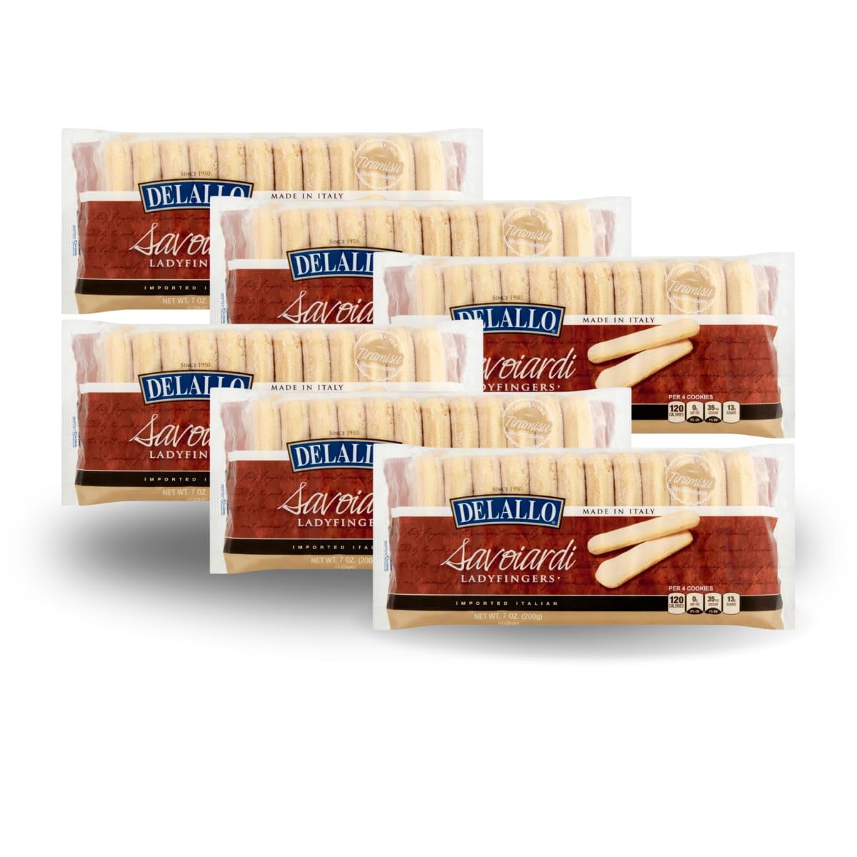 DeLallo Savoiardi Lady Finger Cookies, For Tiramisu, 7 oz Box, (6 Pack ...