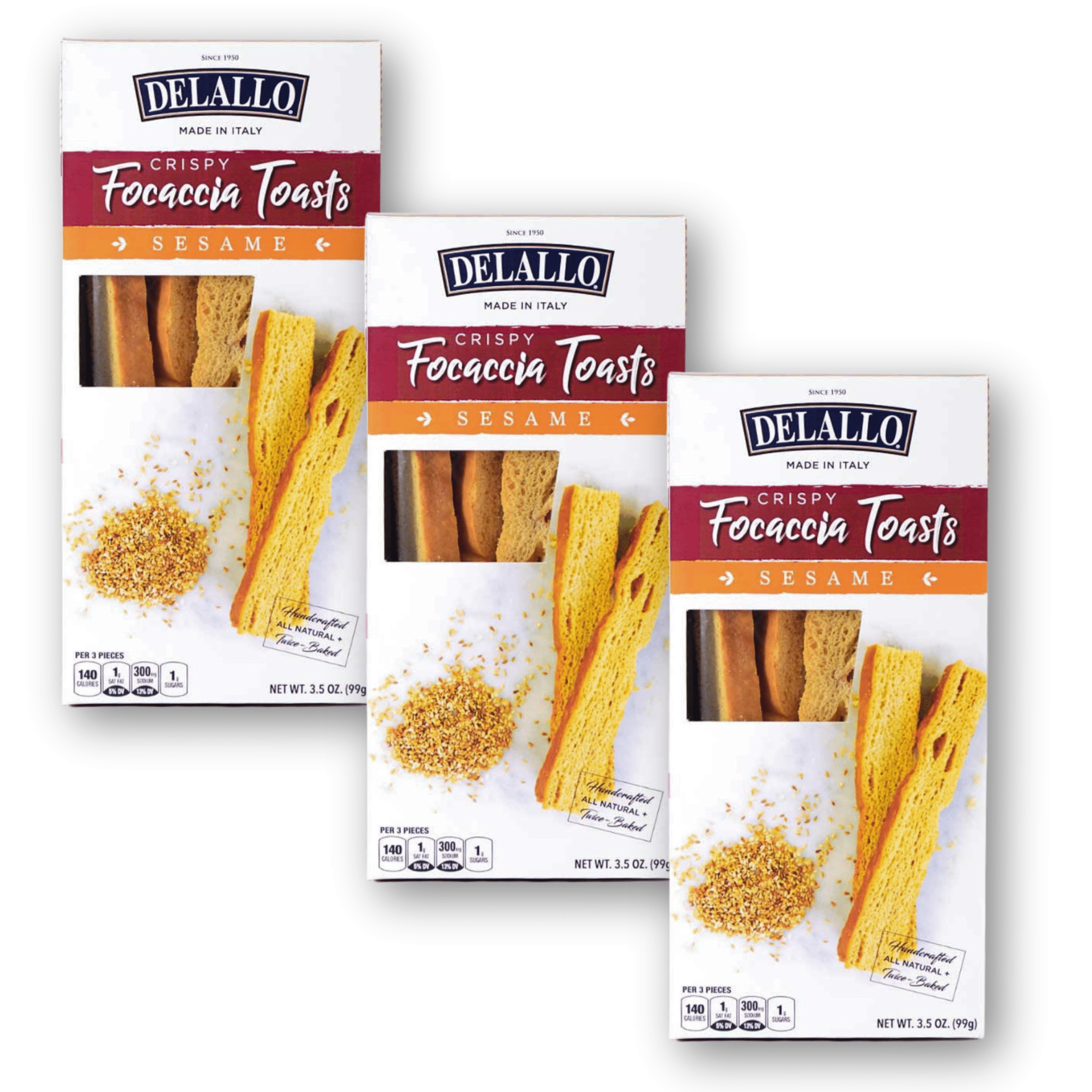 DeLallo Sesame Focaccia Toast, Made in Itay, Non-GMO, 3.5 oz Box, (3 Pack) - Walmart.com