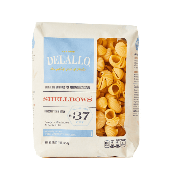DeLallo Shellbow Pasta, Shell Shape, Made in Italy, Non-GMO, 16 oz Bag ...