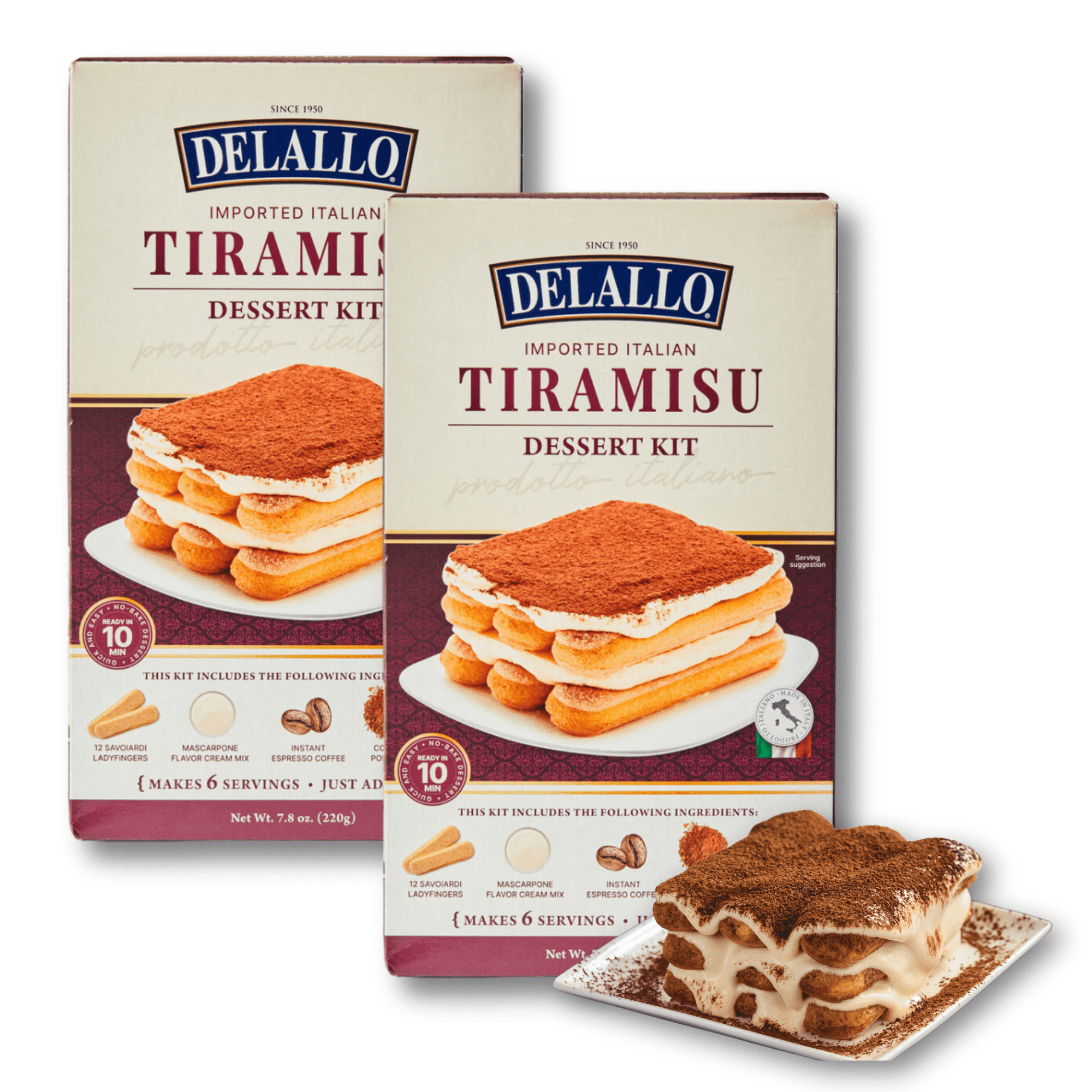 DeLallo Tiramisu Kit, No-Bake Dessert Mix, 7.8 oz Box, (2 Pack ...