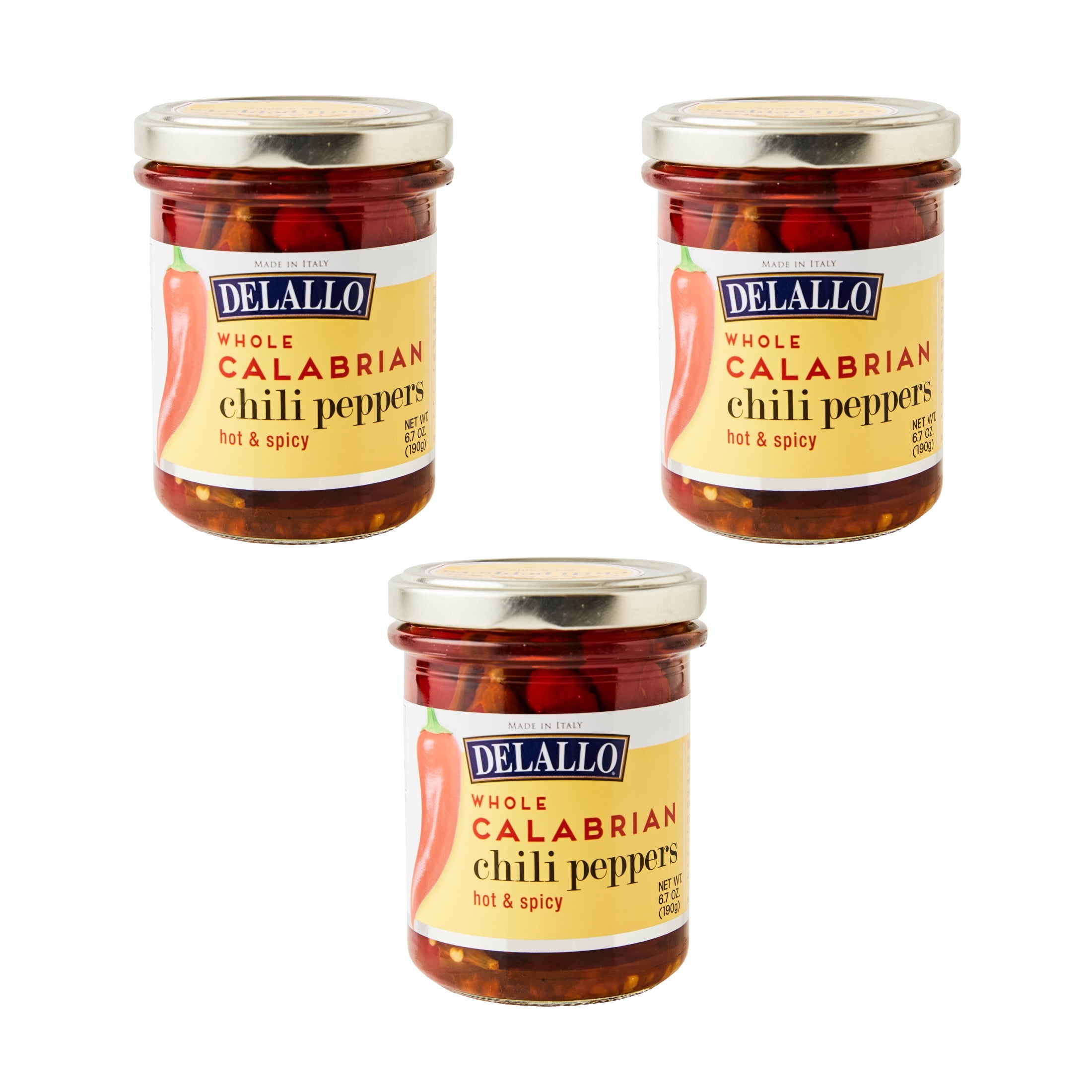 DeLallo Whole Calabrian Chili Peppers, 6.7 oz Jar, Grown in Italy ...