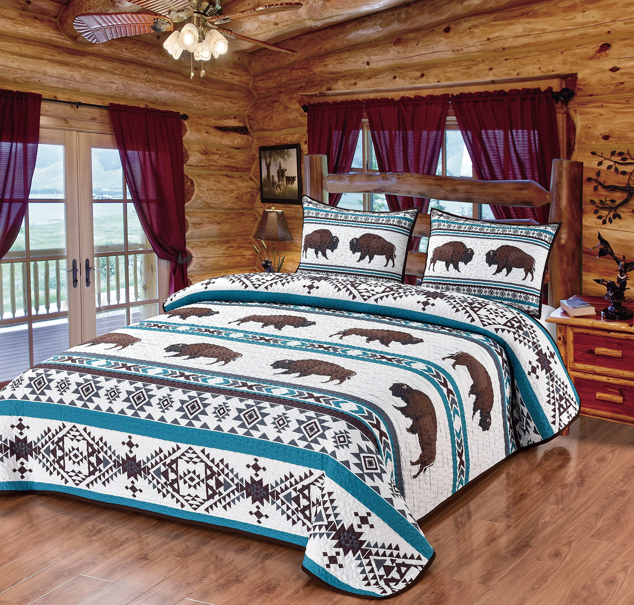 DeLeon Collections Buffalo Ranch North American Bison Quilt Bedding Set ...