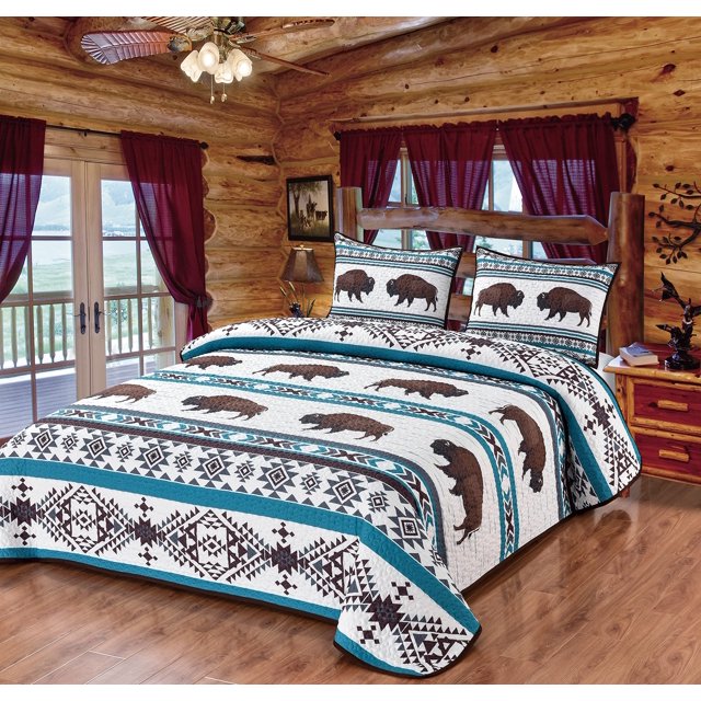 DeLeon Collections Buffalo Ranch North American Bison Quilt Bedding Set ...