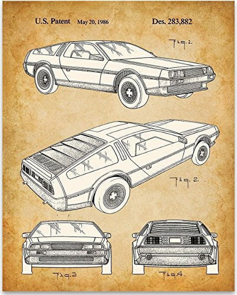 DeLorean DMC-12 Art Print - 11x14 Unframed Patent Print - Great Garage ...