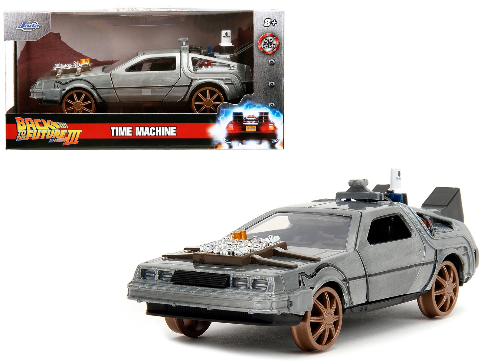 DeLorean DMC (Time Machine) Brushed Metal Train Wheel Version "Back to ...