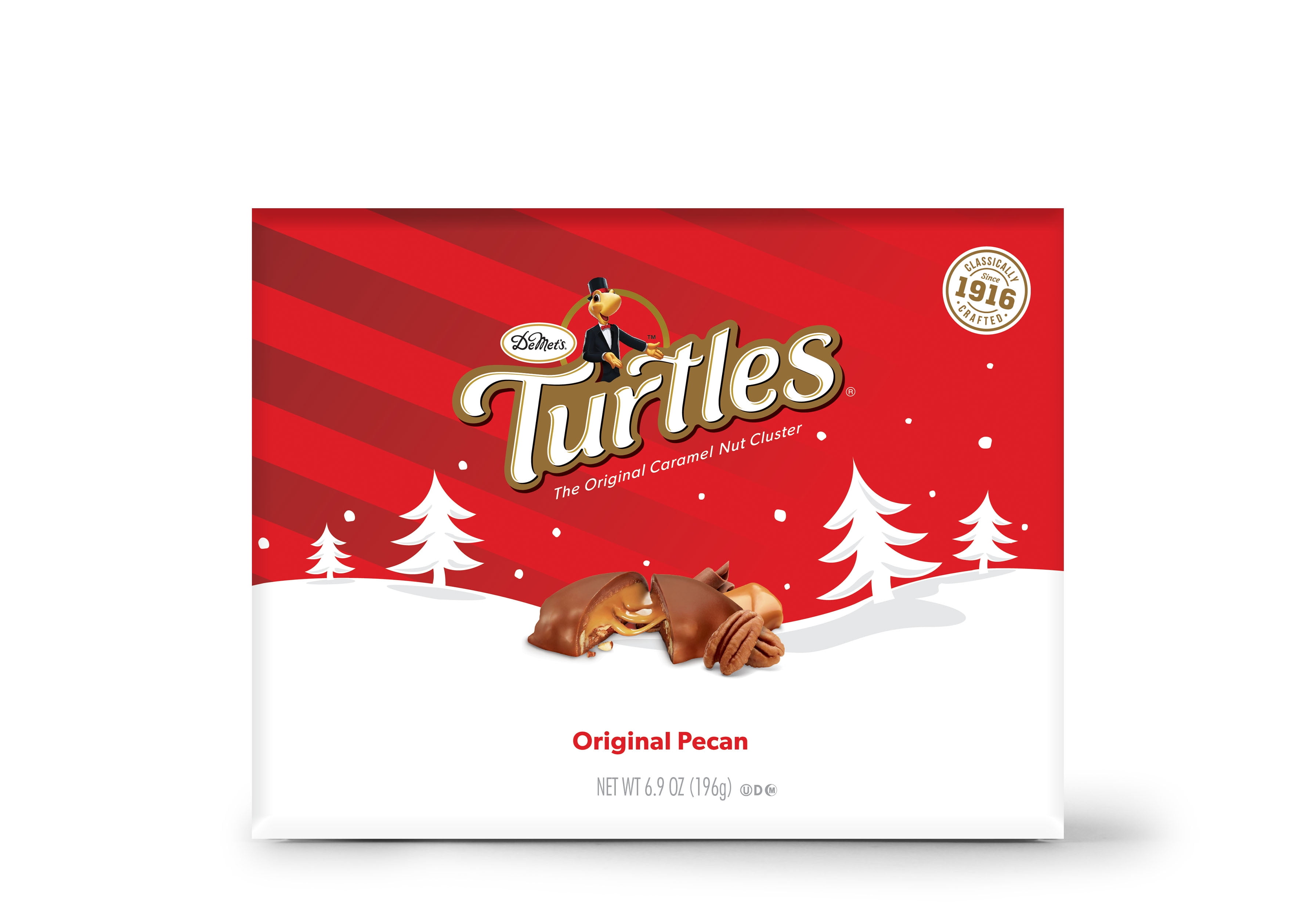 DeMet's Turtles Holiday, Milk Chocolate Caramel Pecan Clusters, 6.9oz Gift Box - Walmart.com