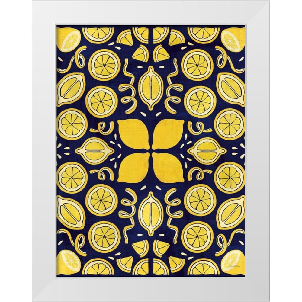 DeNeige, Elyse 15x18 White Modern Wood Framed Museum Art Print Titled - Otomi Lemon Navy Crop ...