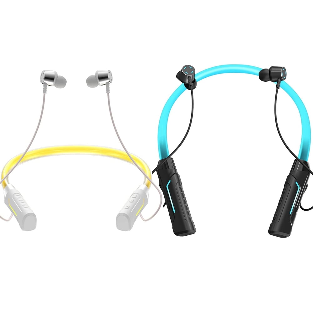 DeRong Neck Wearable Wireless Headphones Bluetooth LED Light Show Night ...