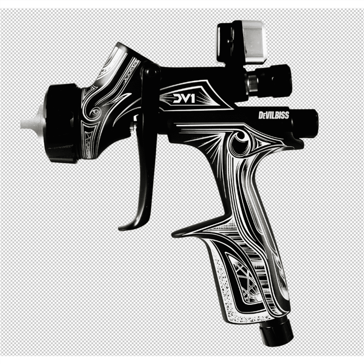 DeVilbiss DV1 Basecoat Kustom Design Spray Gun with Superior Atomization and Ergonomics ...