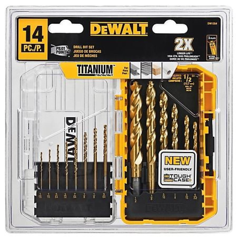 DeWALT DW1354 Titanium Nitride Coated Drill Bit Set, 14-Piece - Yellow ...