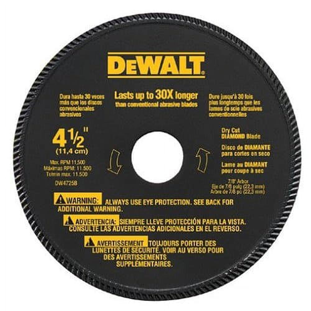 DeWALT DW4725 Circular Turbo Blade 7/8 in Arbor Diamond Cutting Edge ...