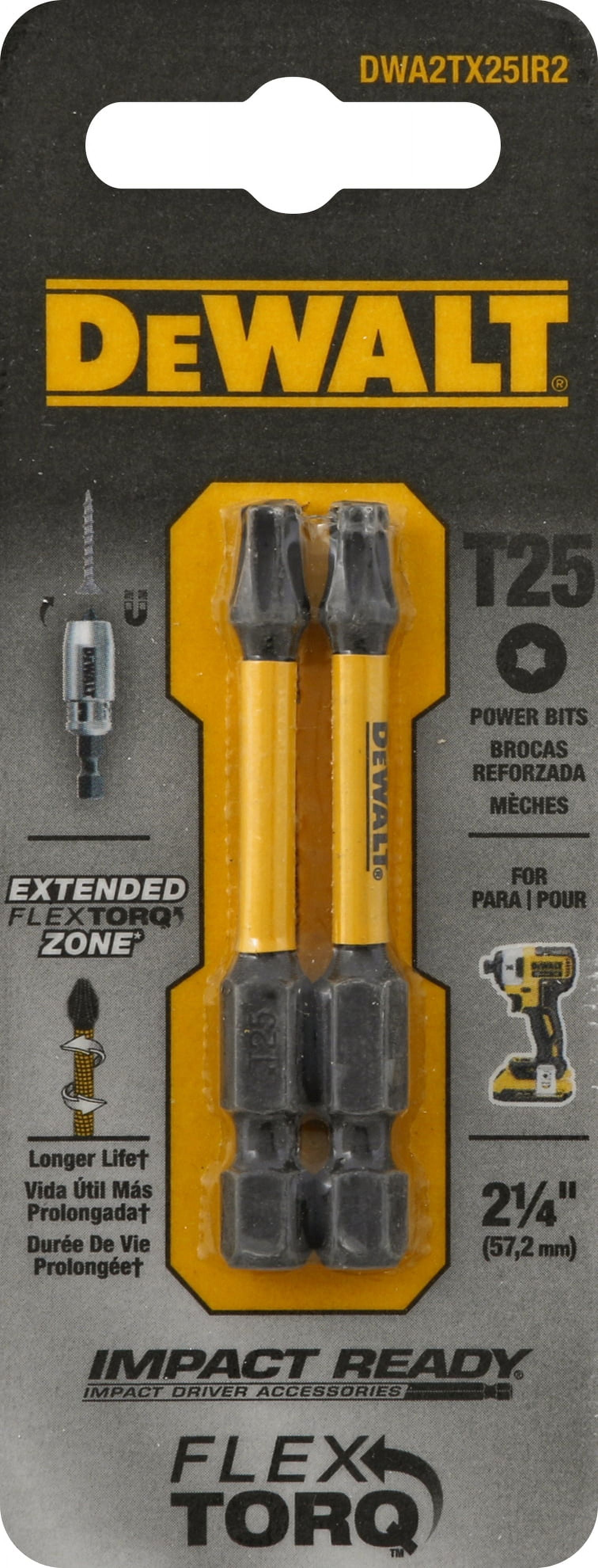 DeWALT DWA2TX25IR2 Insert Bit T25 Drive Torx Drive 1/4 in Shank Hex ...