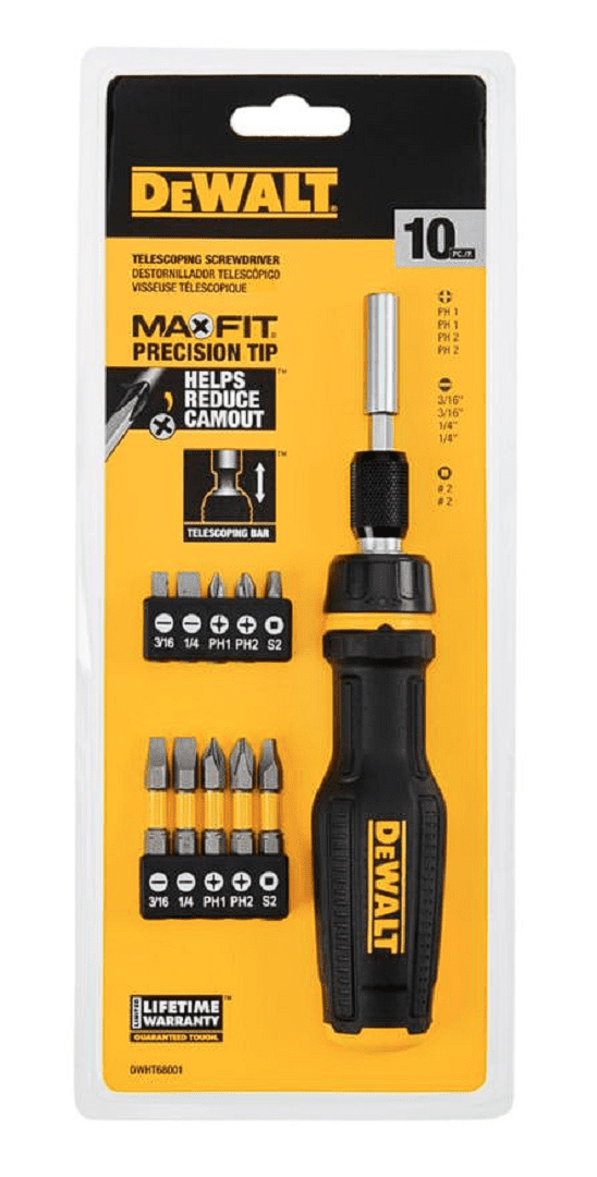 DeWALT DWHT68001 10-piece MaxFit Telescoping Ratcheting Screwdriver Set - Walmart.com