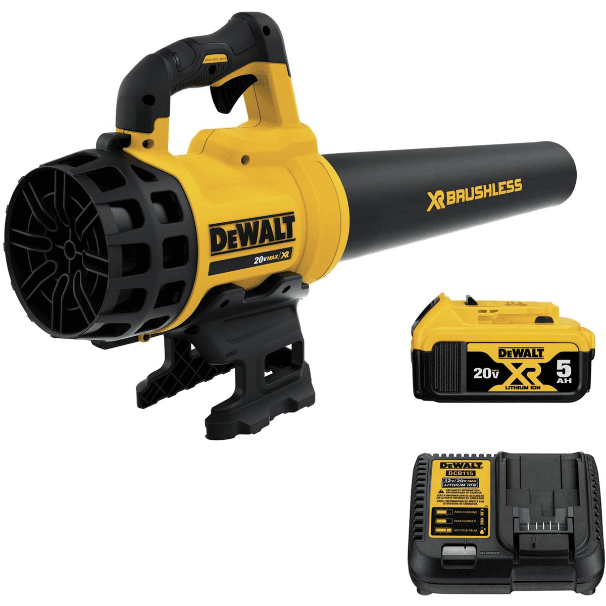 DEWALT 20V MAX XR Brushless Cordless Handheld Blower Kit, 450 CFM, 125 ...