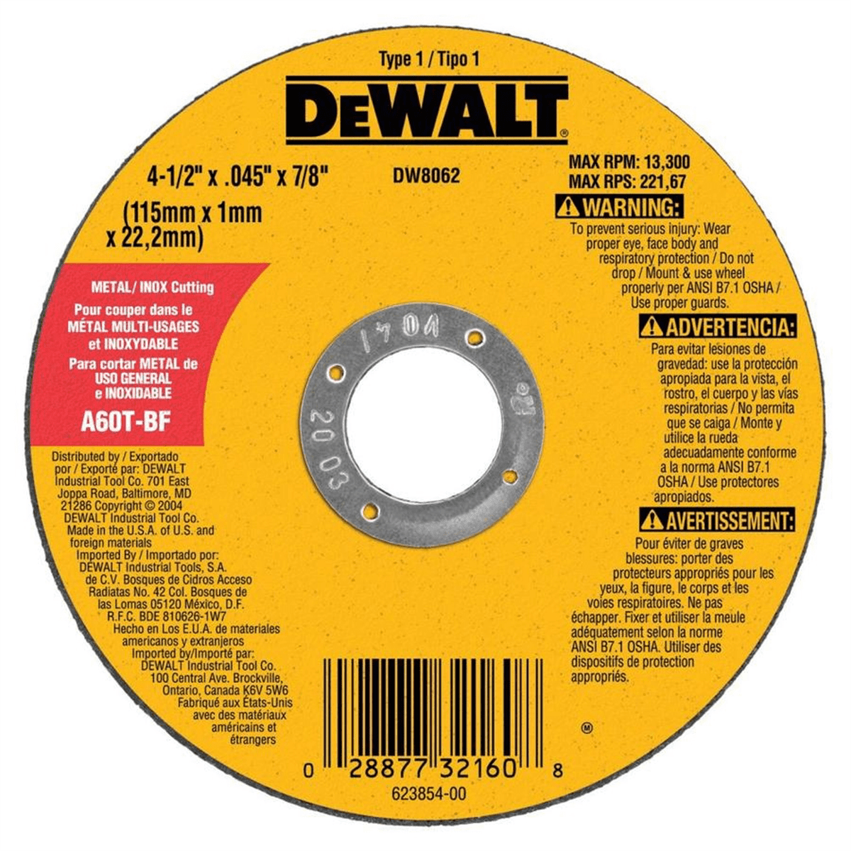 Brandclub - DEWALT Metal and Stainless Cutting Wheel, Proprietary ...