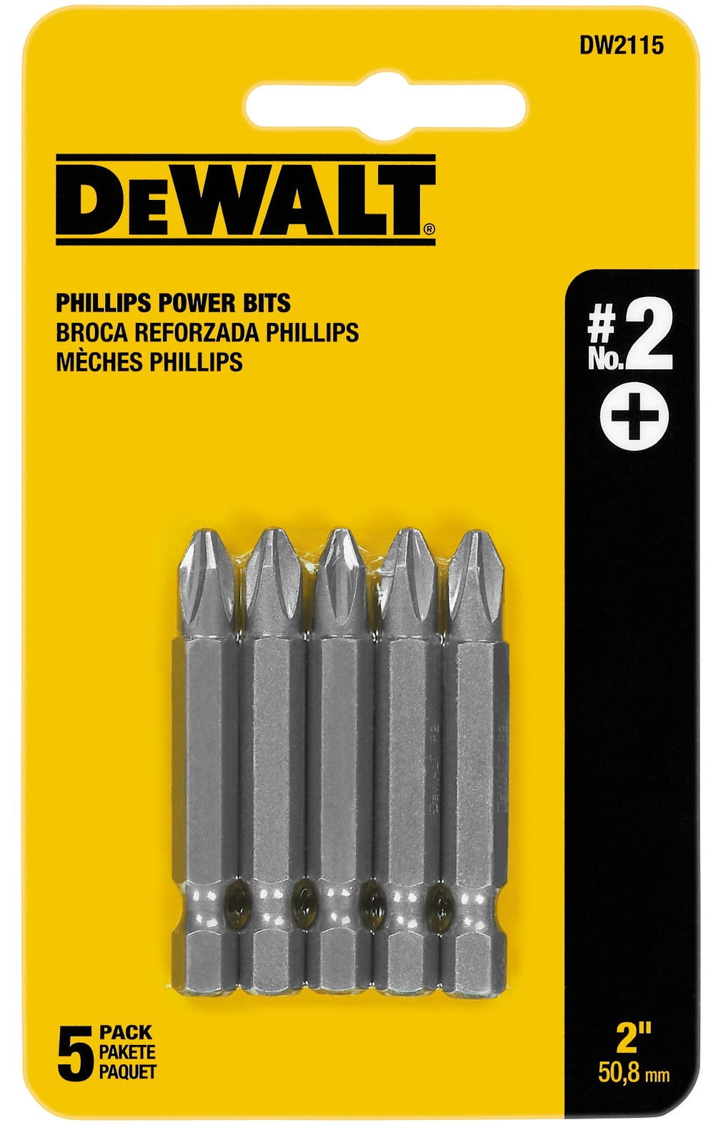 DeWalt 5Pc 2" #2 Phillips Bit - Walmart.com