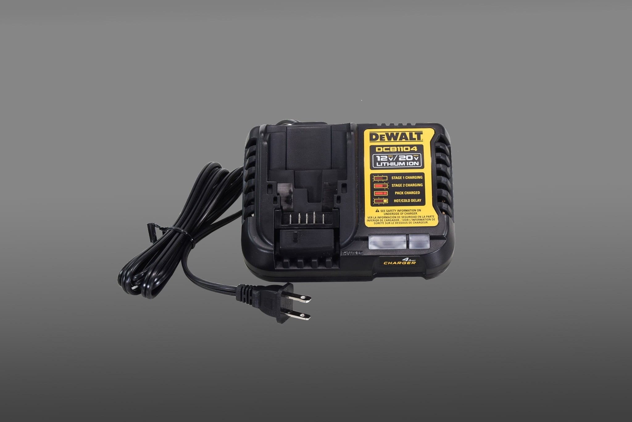 DeWalt DCB1104 Quick Charge 12V/20V 4 Amp Battery Charger with LED Indicator - Walmart.com