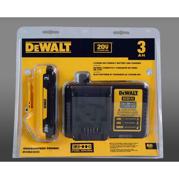 DeWalt DCB230C 20V 3.0Ah Lithium-Ion Battery & Charger Combo Pack ...