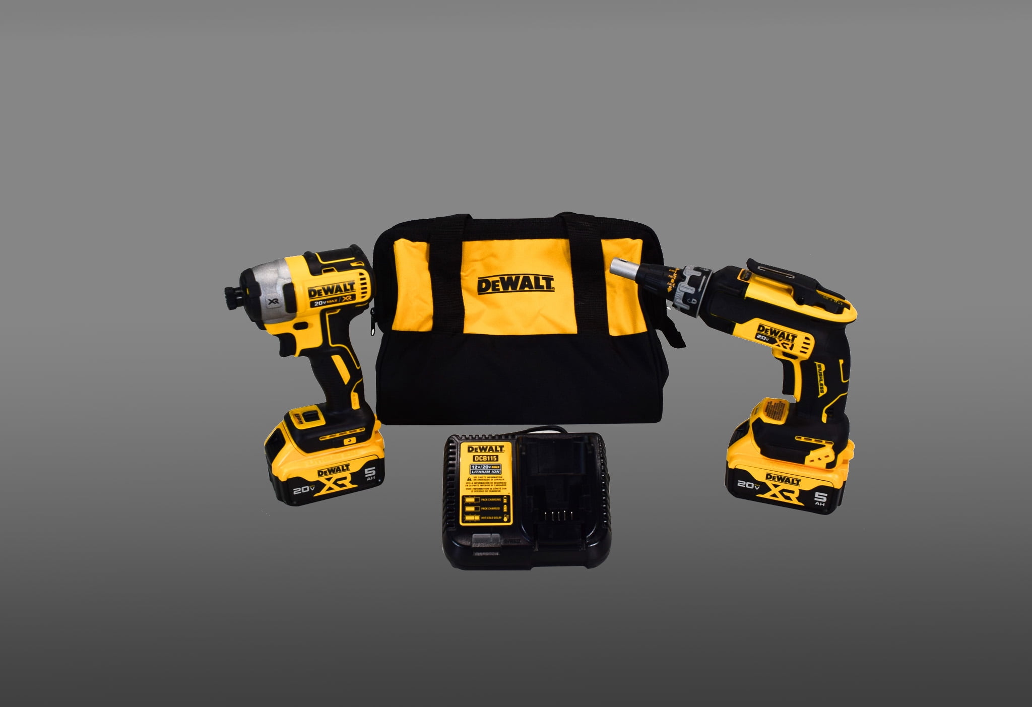 DeWalt DCK268P2 20V Cordless Screw Gun/Impact Kit w/ Batteries, Charger ...