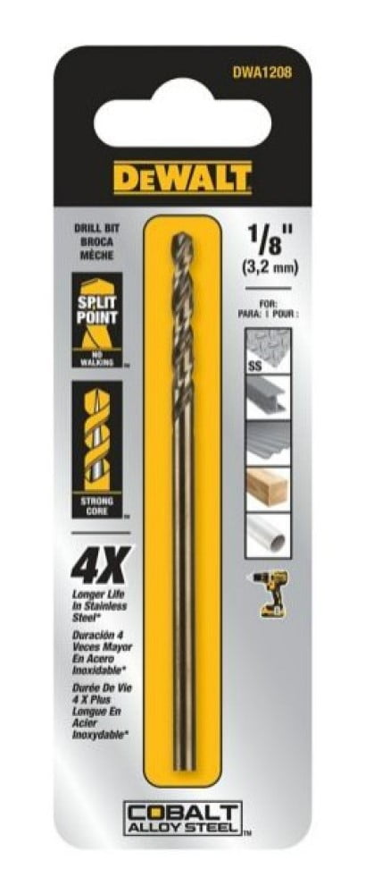 DeWalt DWA1208 Industrial Cobalt Alloy Steel Drill Bit 1/8 inch ...