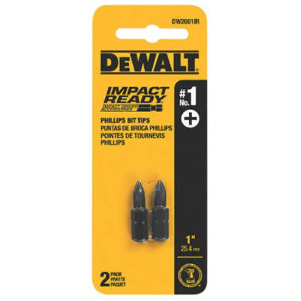DeWalt DWA1PH1IR2 Impact Ready Phillips Bit Tip, #1, 1", 2-Pack, Each ...