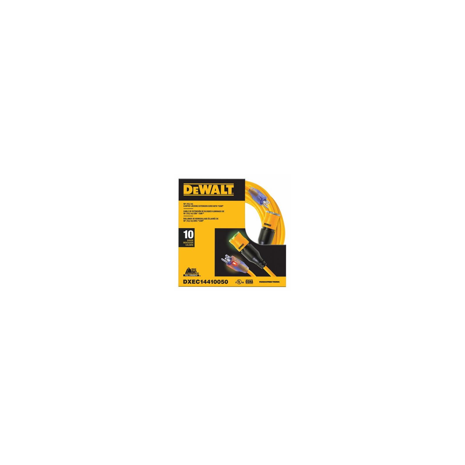 DeWalt DXEC14410050 Lighted & Locking Extension Cord, 10/3 SJTW, Yellow ...