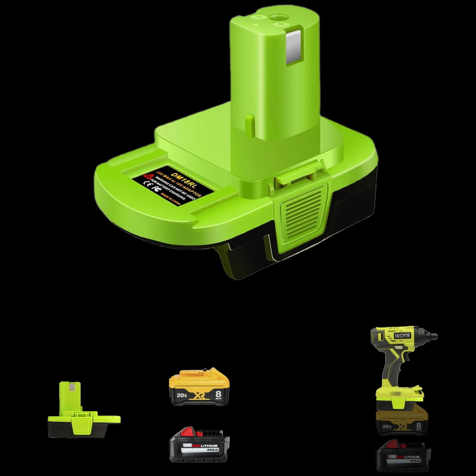 for DeWalt for Milwaukee for M18 to for Ryobi 18V Battery Adapter ...