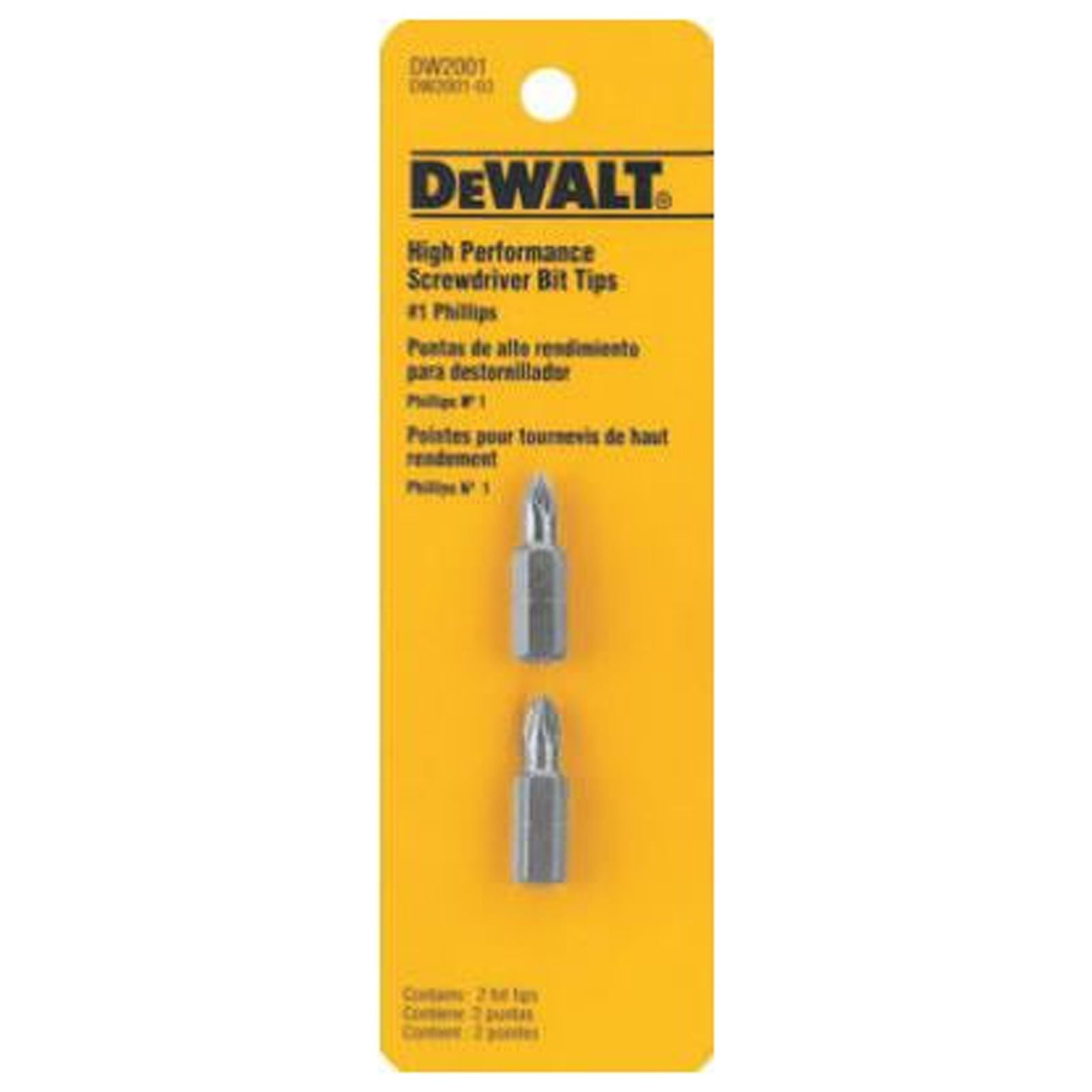 DeWalt Screwdriver Bits, Tip Size Symbol #1, 1 inch, 2 Pack (115-DW2001 ...