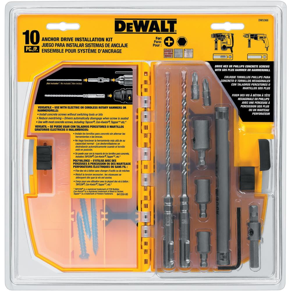 Dewalt - DW5366 - 10-PC SDS Plus Hex Hammer Drill Bit Set - Walmart.com