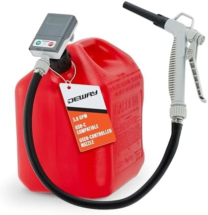 DeWay Gas Can Fuel Transfer Pump with Trigger Nozzle | Fast 3.8 GPM ...