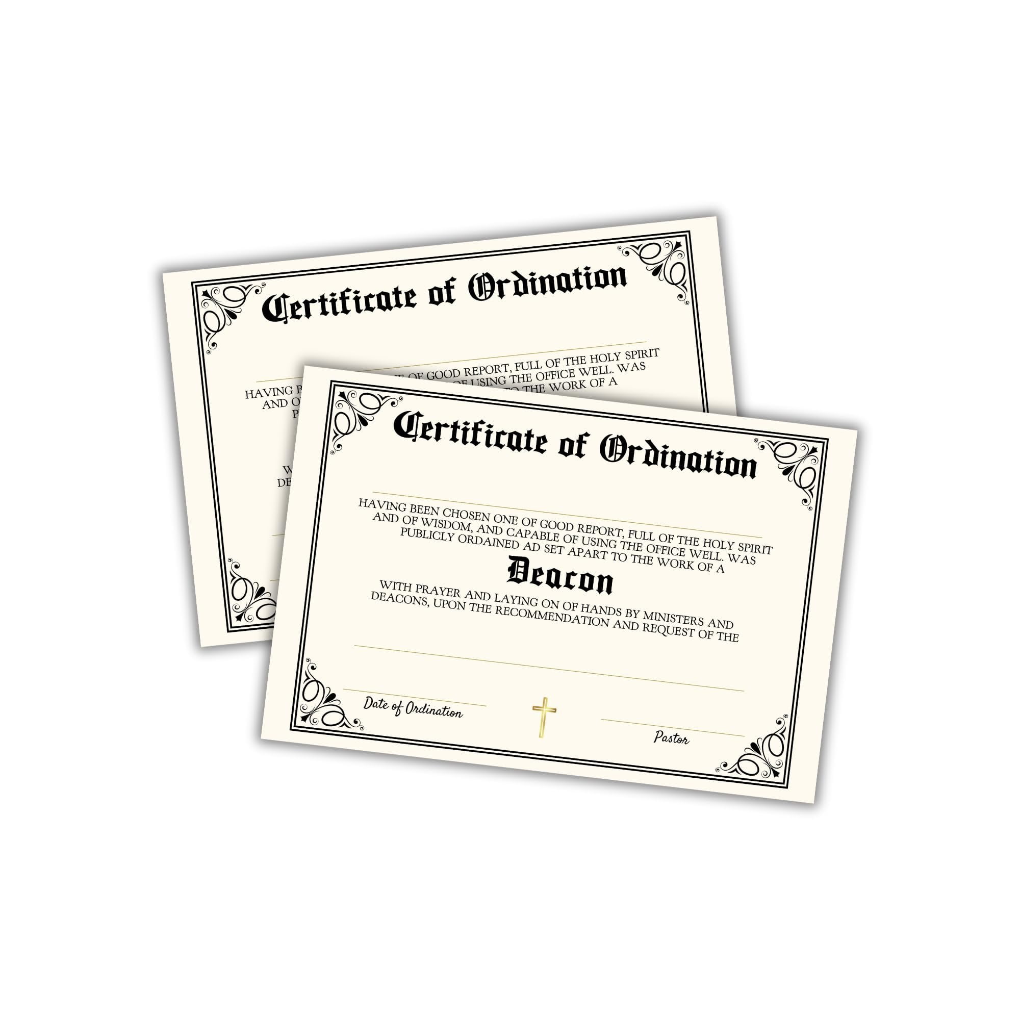 Deacon Certificate of Ordination 30pk Linen Paper 6x9 Church Membership ...