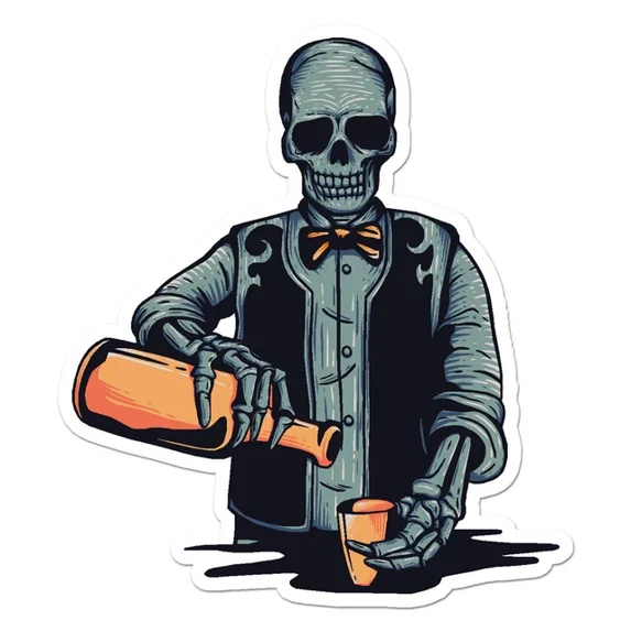 Dead Bartender Skeleton Sticker Phone Decal Water Bottle Stickers Car ...