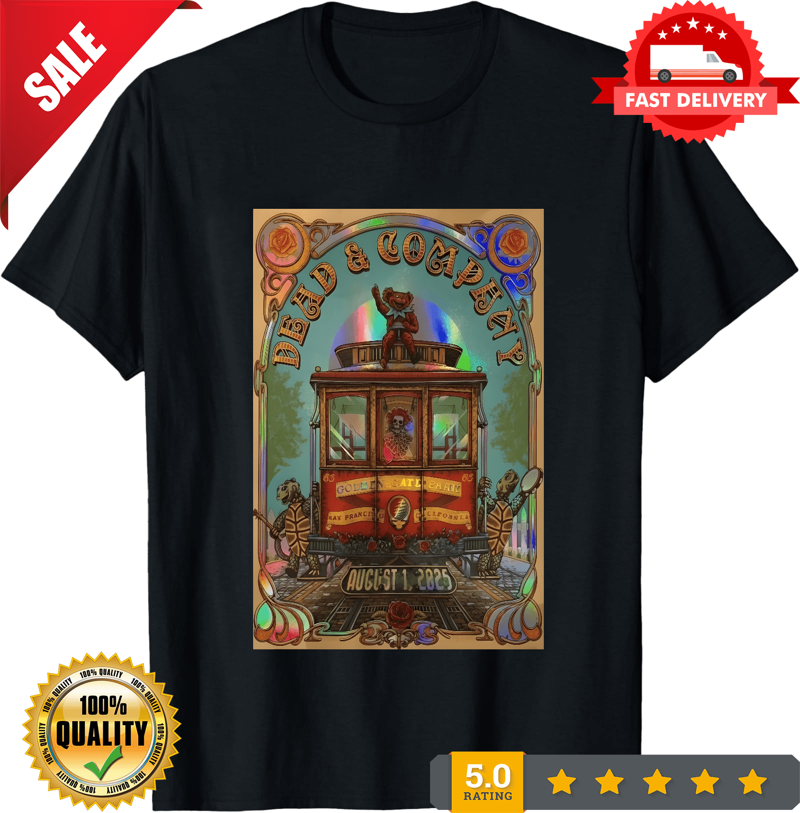 Dead & Company Aug 1 2025 Golden Gate Park Poster T-Shirt, LIMITED ...