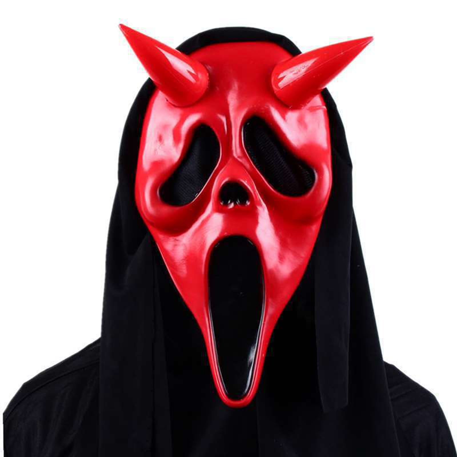 Dead by Day - light Devil Face Mask for Adults – Scary Red Horned Ghost ...