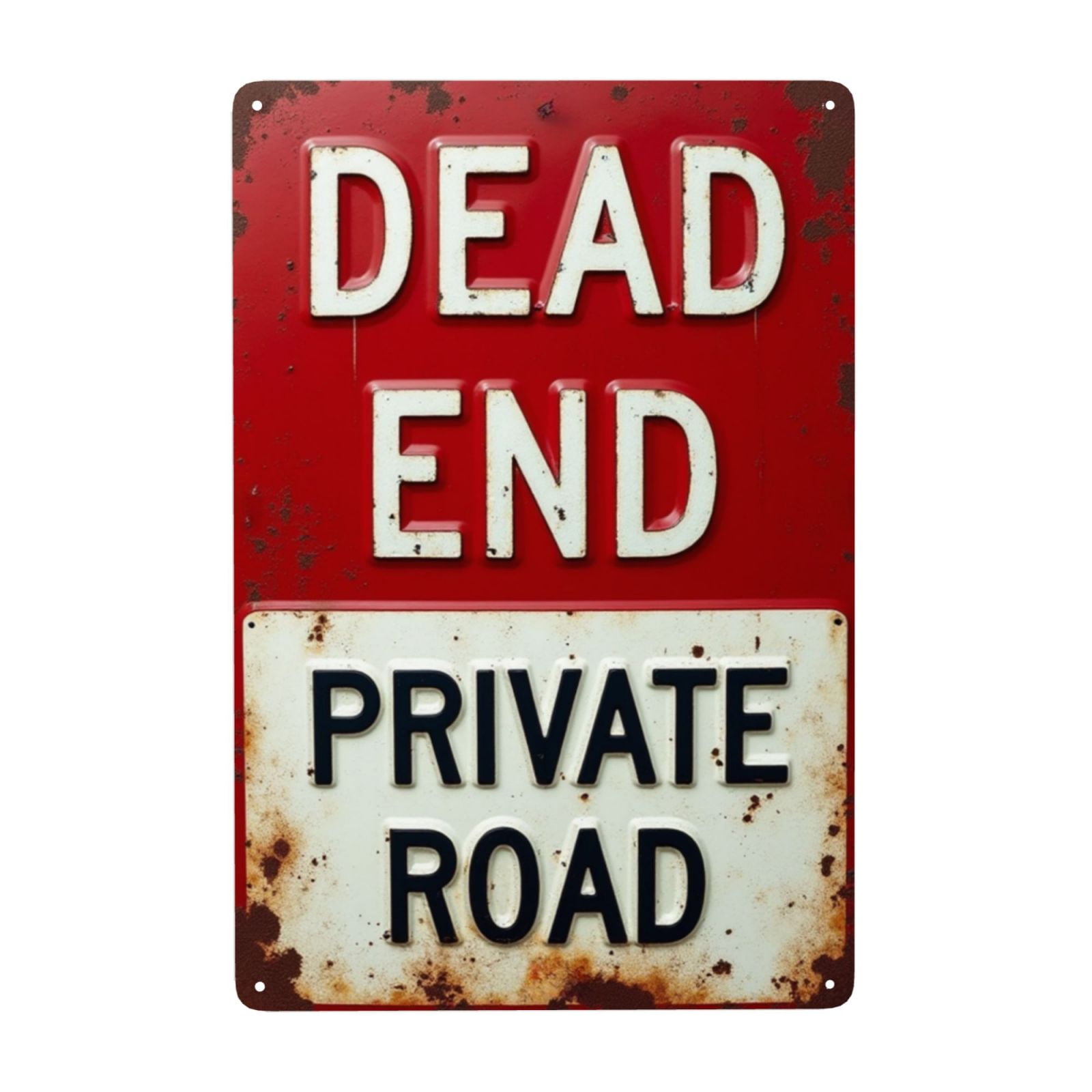 Dead End Sign - Private Road 8x12 Rust Aluminum Private Driveway Sign ...